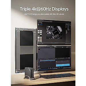 MINISFORUM Venus Series UM773 Lite Mini PC AMD Ryzen 7 7735HS up to 4.75GHz 32GB DDR5 512GB PCIe4.0 SSD AMD Radeon 680M Mini Computer, 2 x HDMI,1x USB4,5X USB Ports,WiFi 6,BT5. 2