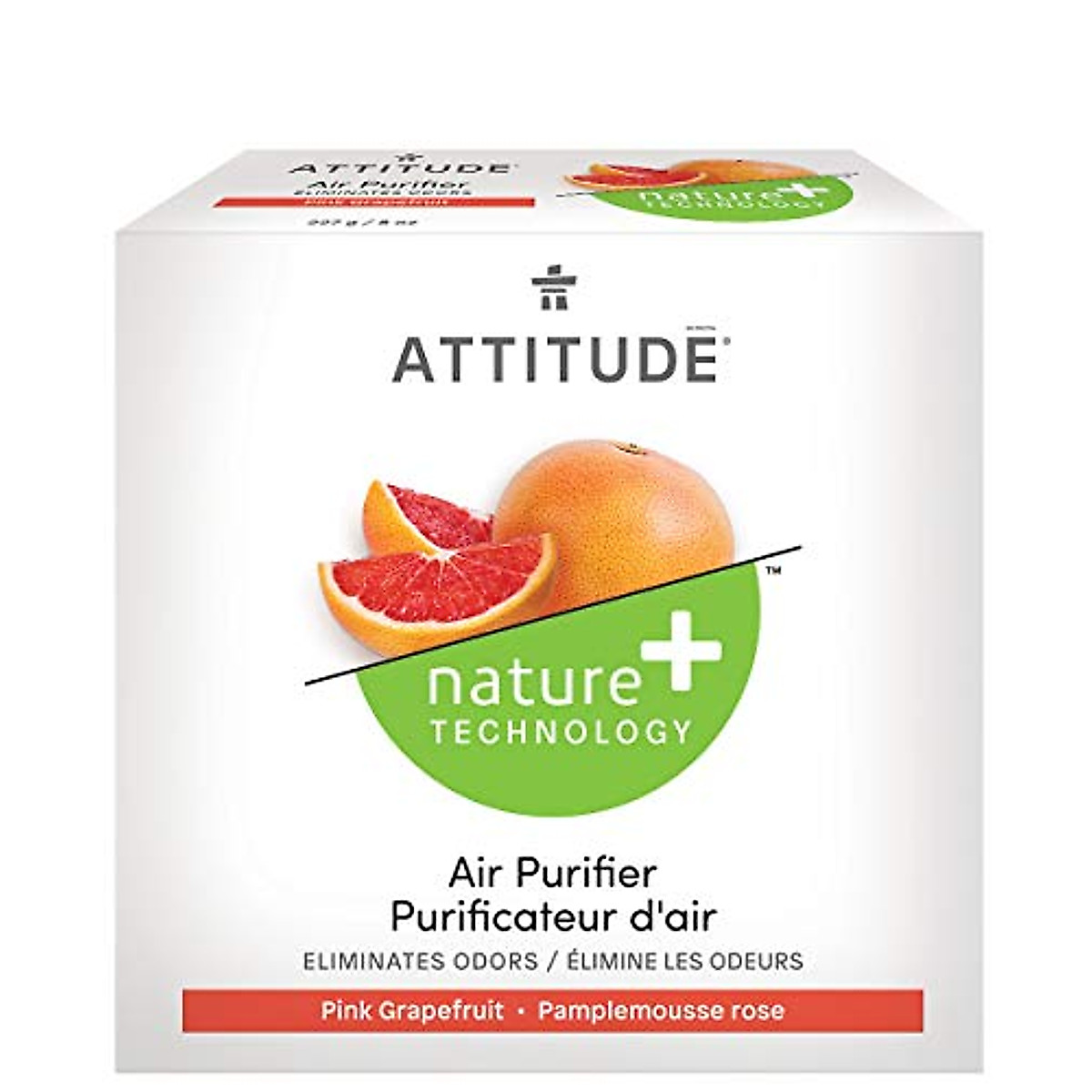 ATTITUDE Natural Air Purifier with Activated Carbon Filter, Hypoallergenic, Pink Grapefruit, 8 Oz, 15226