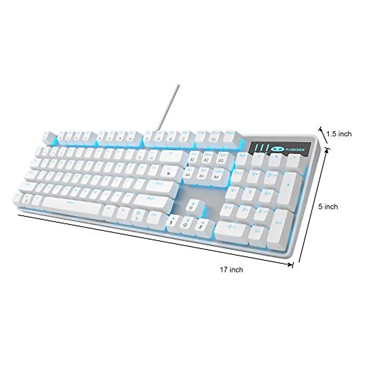 MageGee Mechanical Gaming Keyboard, Wired USB Adjustable Backlight Keyboard, New Mechanical Storm 100% Anti-ghosting Keyboard with Red Switches for Windows PC/MAC Games (White)