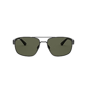 Ray-Ban RB3663 Metal Rectangular Sunglasses, Gunmetal/Polarized G-15 Green, 60 mm