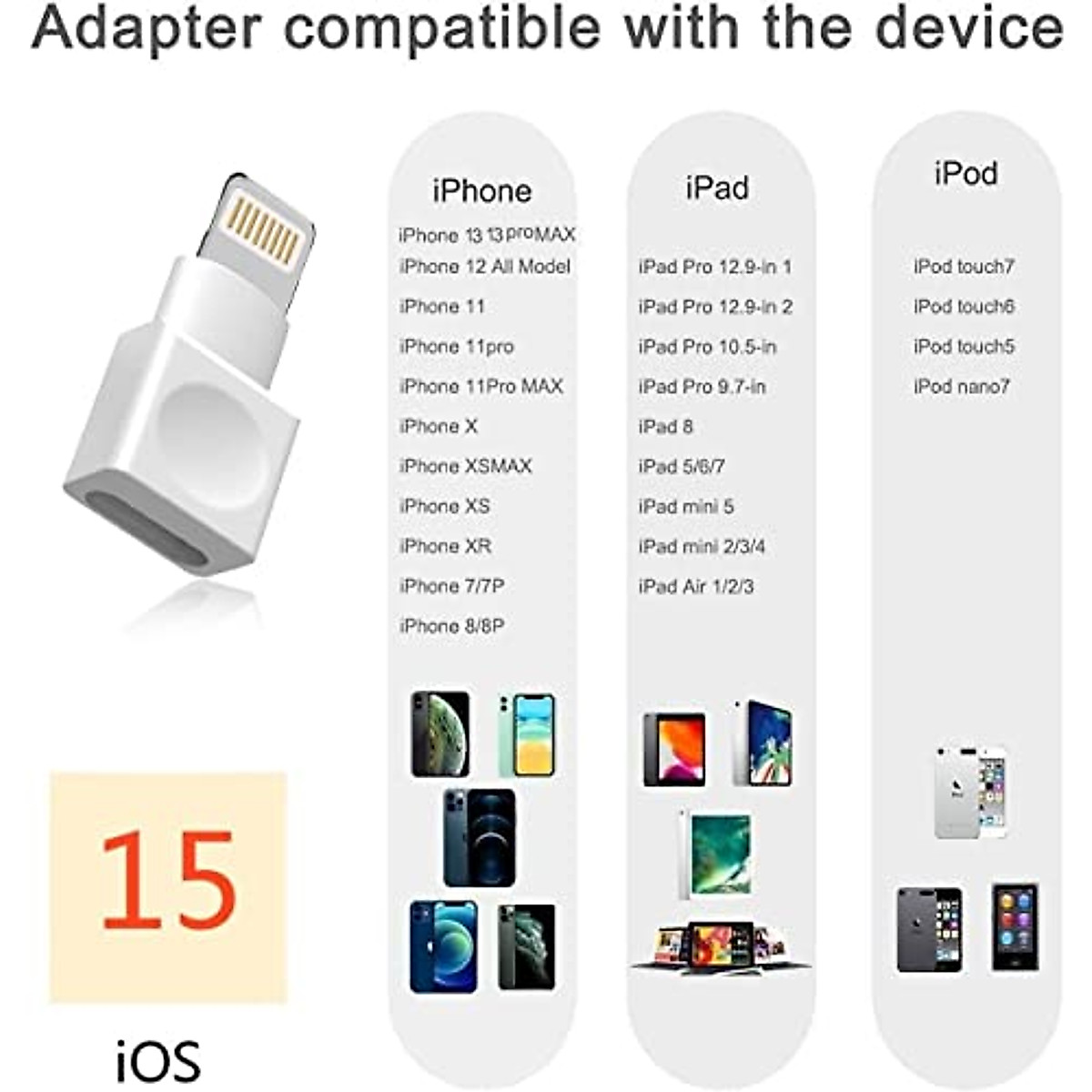 2 Pack [Apple MFI Certified ] Lightning Extender Adapter, iPhone Charger Extension Cable Female to Male Dock Extender for iPhone 13 12 11 X XS XR 8 7 6 5 iPad Charging Audio Video Data Transfer