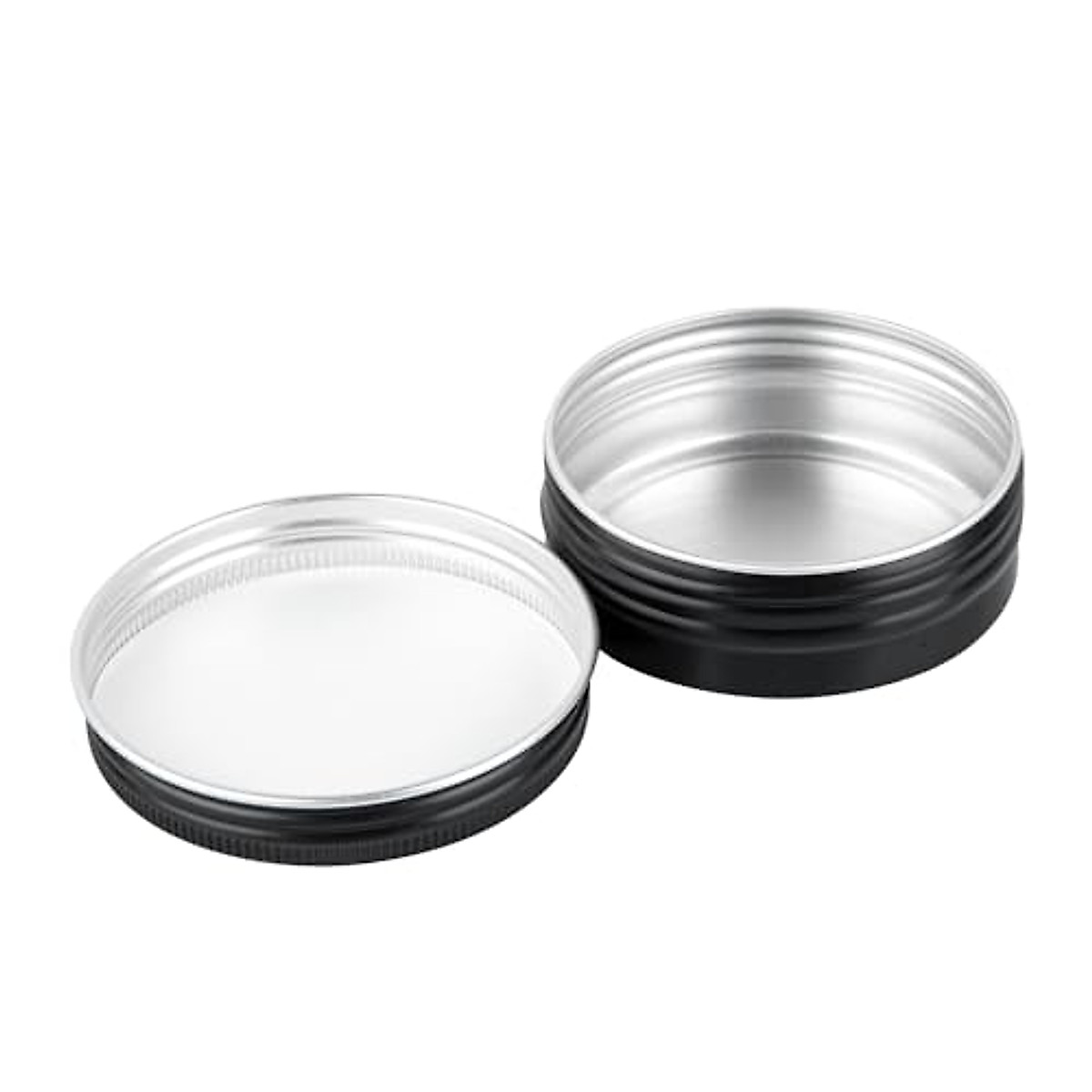 Restaurantware RW Base 2 Ounce Tin Storage Boxes 10 Round Tin Boxes With Lids - Durable Screwable Lids Black Aluminum Storage Containers Customizable Fits Mints Pills Or Herbs