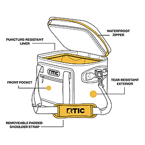 RTIC Soft Cooler 30 Can, Insulated Bag Portable Ice Chest Box for Lunch, Beach, Drink, Beverage, Travel, Camping, Picnic, Car, Trips, Floating Cooler Leak-Proof with Zipper, Blue/Grey