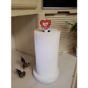 Crazy Chef Toppers Decorative Paper Towel Holder - Interchangeable Holiday Kitchen Decor - 6 Hand Painted Seasonal Decor Tops, Wooden Paper Towel Holder Stand, and Top Holder