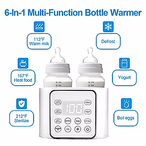 Baby Bottle Warmer 9-in-1 Multifuntion Breast Milk Warmer, Fast Baby Food Heater & Defrost Warmer with Timer for Twins, LCD Display Accurate Temperature Adjustment, 24H Constant Mode