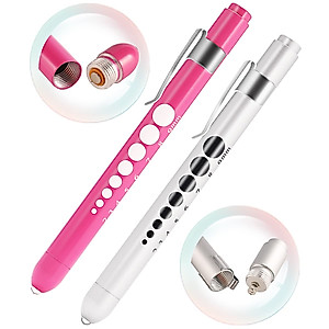 MEUUT 3 Pack Penlight & Medical Scissors- One 8 Inches Patented Trauma Shears Two LED Pen light with Four Batteries - Bandage Scissor for- Nurse, First Aid, EMT, Doctor