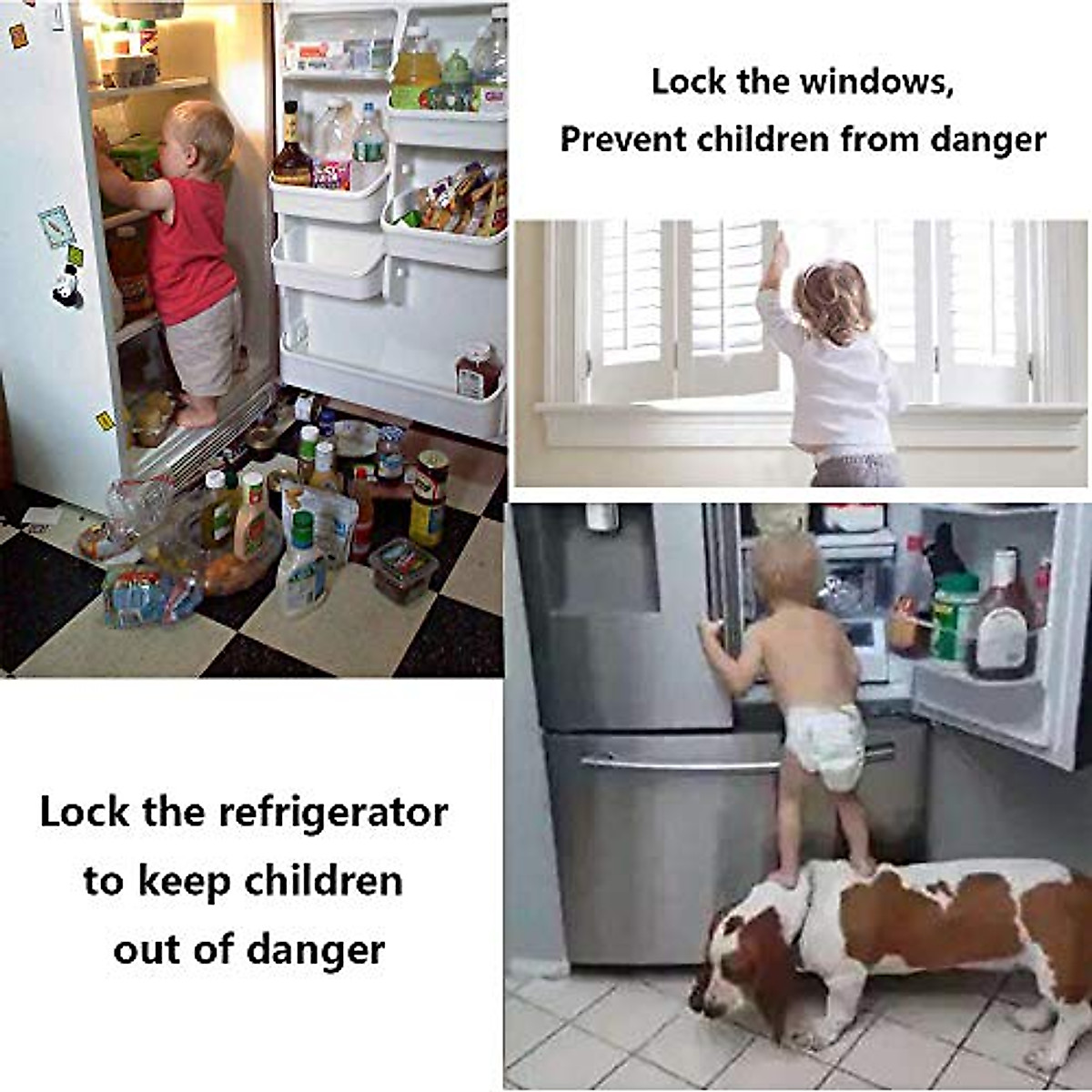 Refrigerator Door Locks, Fridge Lock with Keys, File Drawer and Child Safety Cabinet Lock with Strong Adhesive