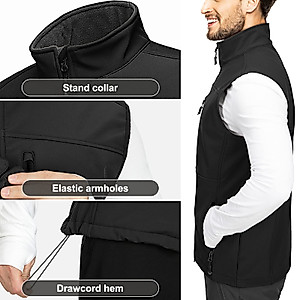 33,000ft Men's Lightweight Softshell Vest Outerwear Zip Up Fleece Lined Windproof Sleeveless Jacket for Golf Running Hiking