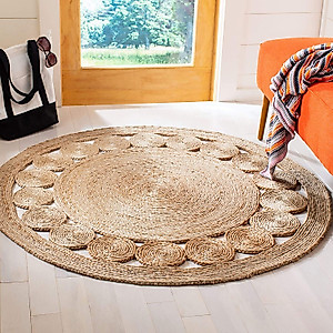 THE PIKKU INTERNATIONAL - Rug Round Jute Hand Woven Circle Design Area Rug Natural Beige Carpet (11 X 11 Feet)