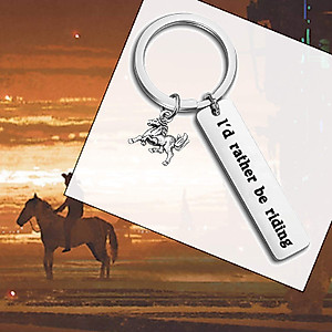 Gzrlyf Horse Keychain I'd Rather be Riding Horse Equestrian Gifts for Horse Lovers(Keychain)