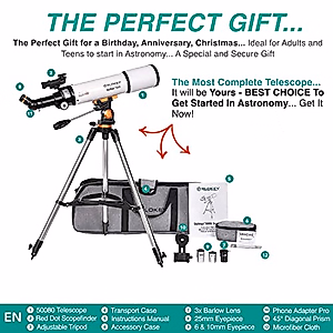 Telescope for Astronomy for Adult Beginners - Professional, Portable and Powerful 20x-250x - Easy to Mount and Use - Astronomical Telescope for Moon, Planets and Stargazing