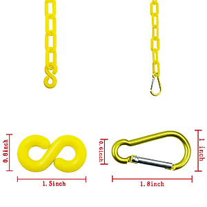 Reliabe1st 26 Feet Yellow Plastic Safety Barrier Chain with 2 Magnetic Hooks and 6 S-Hooks and 6 Carabiner Clips | Caution Security Chain Safety Chain for Crowd Control | Safety Barrier