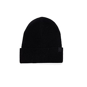 rag & bone Women's Men's Uni Addie Solid Black Fold Over Beanie Pull On Hat Hat