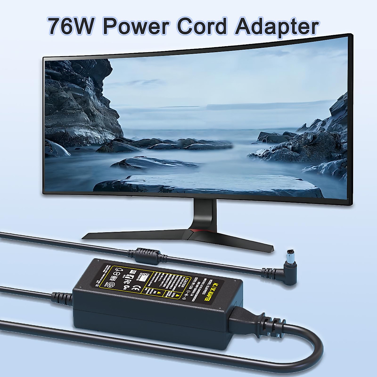 19V Power Cord for LG Electronics 19" 20" 22" 23" 24" 25" 26" 27" 29" 34" LCD LED Monitor 25UM58 34UM58-P 24MP55HQ 19EN33T 27MP37HQ Power Supply Charger