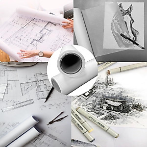 Tracing Paper Roll 12 Inch x 30 Yards White Trace Paper Roll Translucent Pattern Paper for Drawing Sewing Sketching