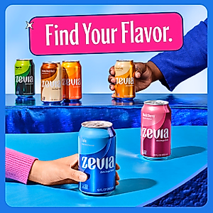 Zevia Zero Sugar Soda, Cherry Cola, 12 oz Cans (24-Pack) – Naturally Sweetened, Zero Calorie Sugar Free Soda - Non-GMO Project Verified, Gluten-Free, Vegan