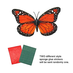 AQUEENLY Monarch Butterfly Decorations, 4.72'' Orange Premium Artificial Monarch Butterfly to Decorate for Craft, Home, Wall, Wedding, Party (12 Pcs)