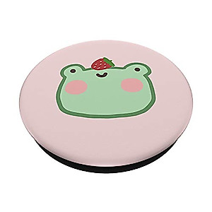 Cute Frog with Strawberry Kawaii Aesthetic PopSockets PopGrip: Swappable Grip for Phones & Tablets