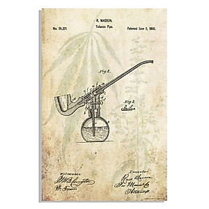 Inspirational Wall Art Co. - Tobacco Pipe - Vintage Patent Leaf Marijuana Weed Motivational Quotes Posters - Print Home Gift Dispensary Dorm Game Room Decor - 11X17 inches