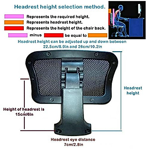 JIANGSHUANG Rotating Adjustable Office Chair Headrest, Suitable for Ergonomic Neck Raise Back Support, Office Chair Neck Headrest Protection,Black,2.2cm
