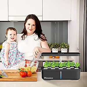 COLIBEN 12 Pods Hydroponics Growing System,Indoor Garden with 36W Full Spectrum LED Grow Light,Auto-Timer,Adjustable Height, Silent Water Pump,4.5L Water Tank,Herb Garden Germination Kit (12 Sponges)