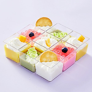 340 Pack Plastic Dessert Cups with Lids and Spoons,5 OZ Mini Clear Parfait Cups Appetizer Cups for Party, Square Dessert Shooter Cups Round Goblet Small Reusable Fruit Ice Cream Pudding Cups Bowls