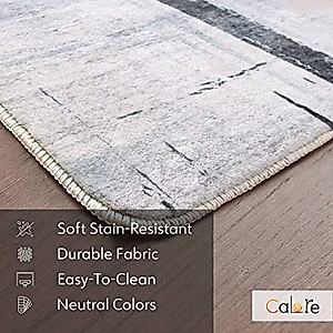 Calore Rugs Mordern Soft Abstract Distressed Area Rugs for Living Room/Bedroom/Dining Room,Medium Pile Carpet Floor Mat (3.9 x 5.2 ft, Gray/Green)