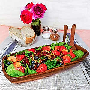 M/W Master's Workshop Acacia Wood Bowl-For Salad,Bread and Decor-Large Rectangular Serving Bowl 12 inch x 6 inch x 2 inch