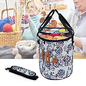 Teamoy Knitting Tote Bag, Yarn Storage Crochet Bag Organizer for Knitting Needles, Yarn, Unfinished Projects, Crochet Hooks, and Other Supplies, Dandelion