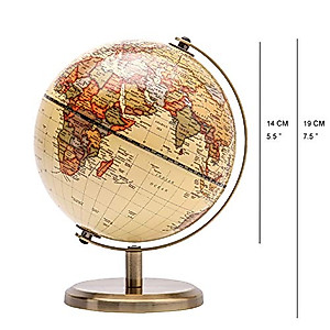 Exerz Antique Globe Dia 5.5-inch / 14cm - Modern Map in Antique Color - English Map - Educational/Geographic