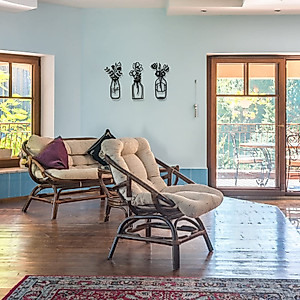 Set of 3 Metal Vase Flowers Wall Art Metal Flower Minimalism Metal Flower Wall Art Decor Hanging for Home Bedroom Bathroom Kitchen Garden Outdoor and Indoor Housewarming Gift(Black)