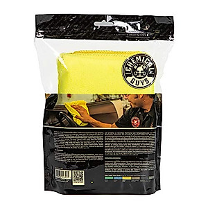 Chemical Guys ‎MICYELLOW03 Workhorse Professional Microfiber Towel, Yellow (Safe for Car Wash, Home Cleaning & Pet Drying Cloths) 16" x 16", Pack of 3