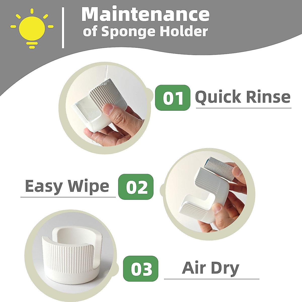 BekPooQ Ultra Absorbent Stone Sponge Holder for Kitchen Sink, 1 Slot Diatomite Kitchen Sink Sponge Holder, Quick Dry Kitchen Sponge Holder for Sink, Diatomaceous Earth Dish Sponge Holder, Small, White