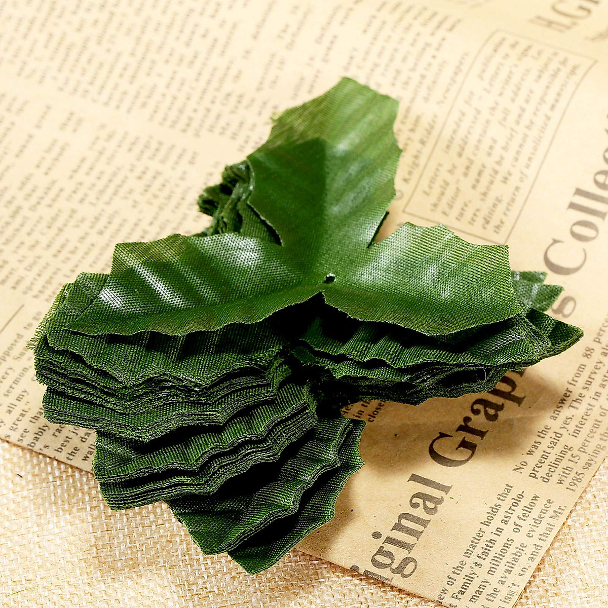 dophee 50Pcs Artifical Leaves Rose Flower Leaf Wedding Bouquet Garden Home Decor Crafts - Green