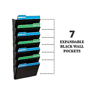 1InTheHome Expandable Wall File Organizer, Letter-Sized,"7 Pocket, Black"