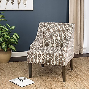 HomePop Swoop Arm Accent Chair, Grey Trellis Medium