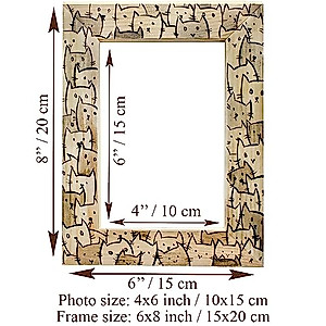 AEVVV Natural Wood 4x6 Inch Picture Frame for Cat Lovers - Kitten Themed Picture Frame - Cat Lovers Gifts - Photo Frames for Wall and Desktop Display, Vertical Portrait