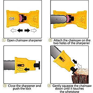 shuoguoleilei Chainsaw Sharpener, Chainsaw Sharpening Kit Chain Saw Blade Sharpener Fast Sharpening Stone Grinder Tools Bar Mounted Fit for 14 16 18 20 Inches with 5 Whetston (Black)