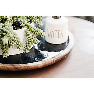 Lynn & Liana Designs Acacia Lazy Susan Tray, 15-inch Length, Navy White Metallic