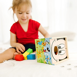 Melissa & Doug Disney Mickey Mouse & Friends Wooden Shape Sorting Cube - Mickey Mouse Toys, Classic Wooden Toys For Babies And Toddlers Ages 2+