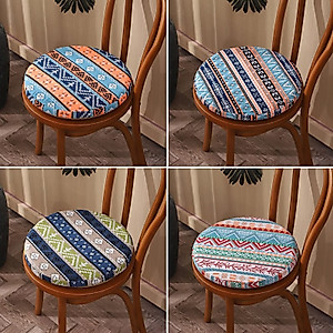 ZIBENE 14 Inch Round Chair Cushions Non Skid, Round Bistro Chair Cushion Washable, 4.5cm Thick Memory Foam Bar Stool Chair Cushion Non Slip Round Seat Cushions for Metal Kitchen Chairs