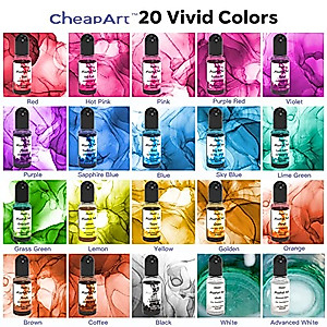 Alcohol Ink for Epoxy Resin - 24 Bottles Alcohol-Based Ink Set Vibrant Color High Concentrated Alcohol Paint Pigment Resin Ink for Resin Dye Crafts Tumblers Acrylic Fluid Art Painting, 10ml/0.35 fl oz