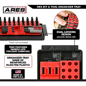 ARES 62052 – Hex Bit and Tool Organizer Tray – Large Capacity Organizer Holds Hex Bits, Drill Bits, Extensions, Adapters, and More – Oil and Solvent Resistant Material - Made in USA