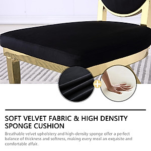 ACEDÉCOR 7 Pieces Dining Set for 6, Modern Dining Room Table with Gold U-Base White Dining Table, Black Velvet Upholstered Dining Chairs (White Dining Table+6 Black Dining Chairs)