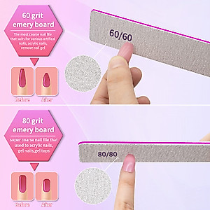 Nail File 100/180 Grit Professional Reusable 12 PCS Double Sides Washable Nail Files for Acrylic and Natural Nails Manicure Tools Suit for Home Salon