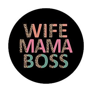 Wife Mama Boss Mother's Day Mother Leopard Mom Cool PopSockets Swappable PopGrip