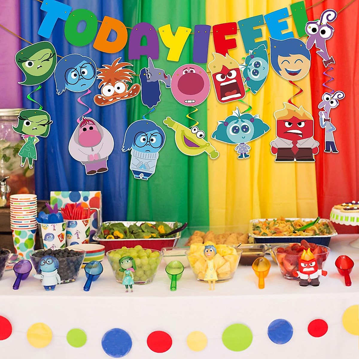 43PCS Inside Banner and Hanging Swirls, Ceiling Streamers for Today I Feel Party Decorations, Baby Shower Supplies Classroom Decor.