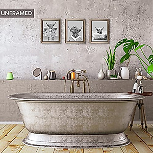 Grdenia Art Funny Bathroom Decor Prints Set of 3, Black and White Highland Cow Decor Reading Newspaper Take Bath Animal Poster Farmhouse Bathroom Restroom Decorations 8x10 UNFRAMED Housewarming Gift