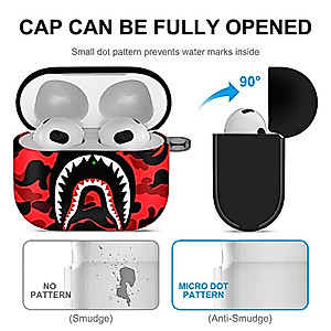 CULIPPA for AirPods 3 Case Cover Shark Mouth Camo Style Pattern Design for Airpods 3nd Generation Silicone Protective Case Shockproof for Women Girls with Keychain for Apple Airpods 3 Charging Case