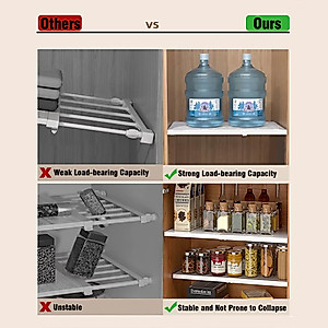 2Pack Adjustable Closet Storage Shelves with Seamless Sticker, Expandable Wardrobe Shelves Organizer System for Kitchen, Cupboard, Wardrobe, Under Sink and Bathroom, Easy Installation (Large, 2Pack)